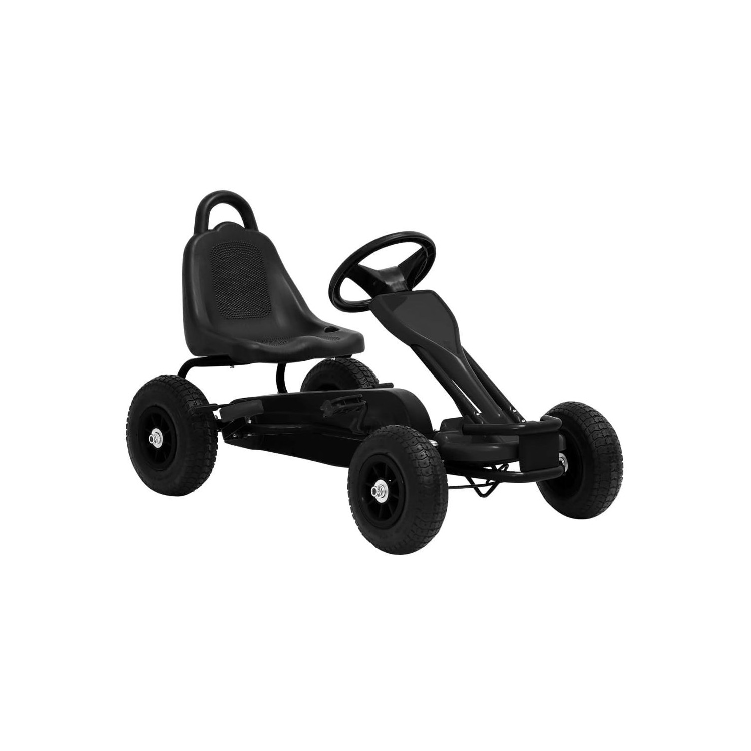 Kart pentru copii cu pedale si roti pneumatice, negru