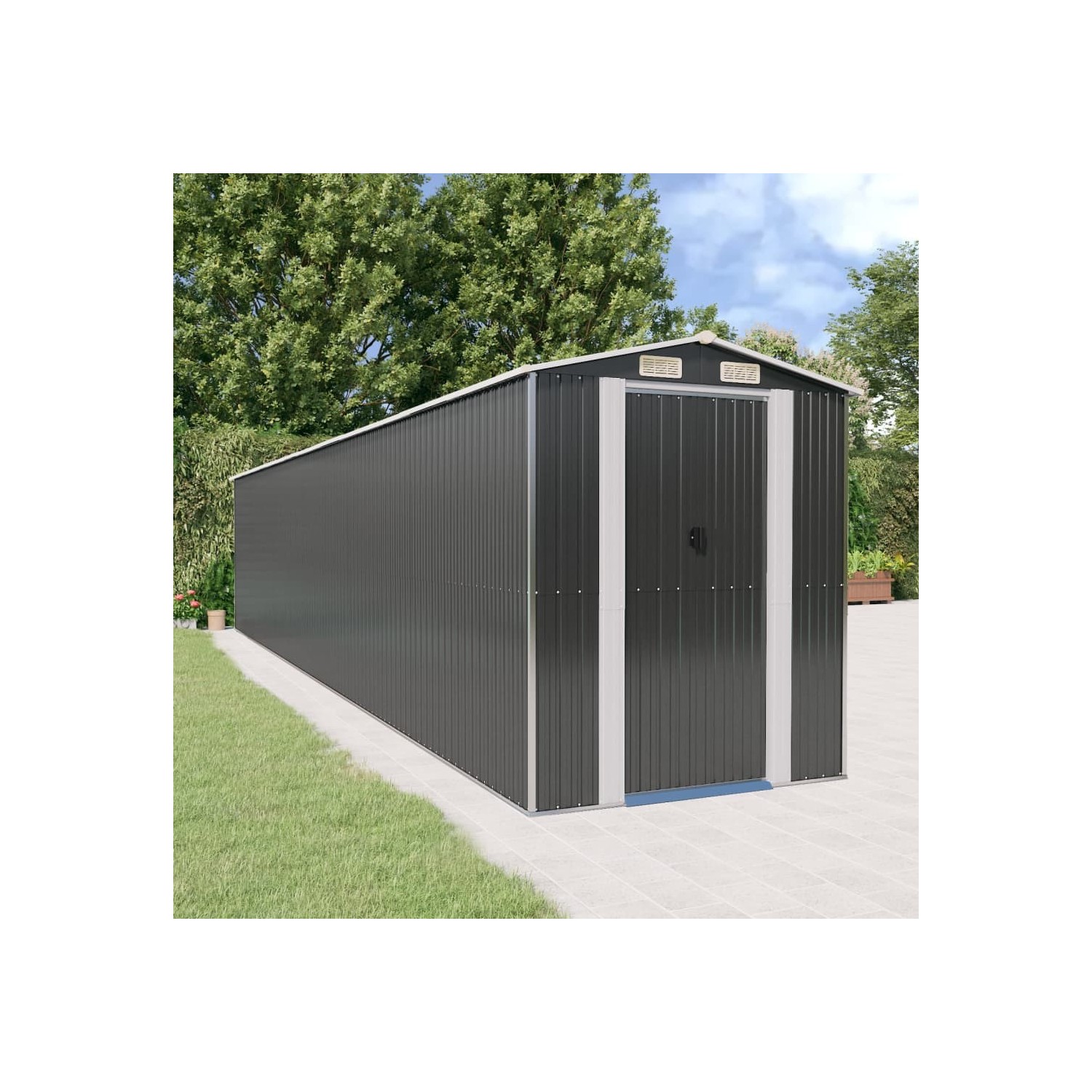 Magazie metalica de gradina, antracit, 192x1021x223 cm, otel galvanizat