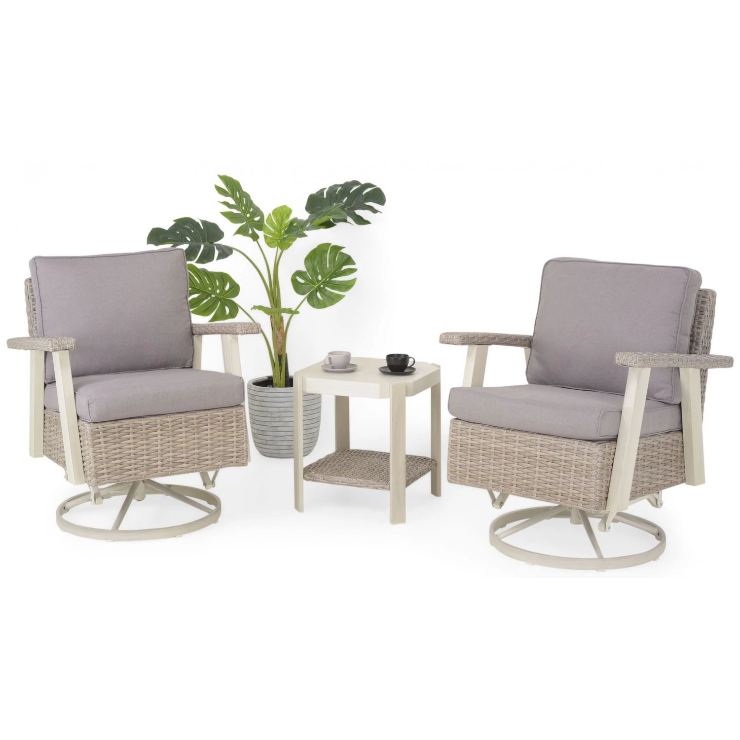 Set mobilier AMABEL terasa si gradina, 2 fotolii rotative si masuta