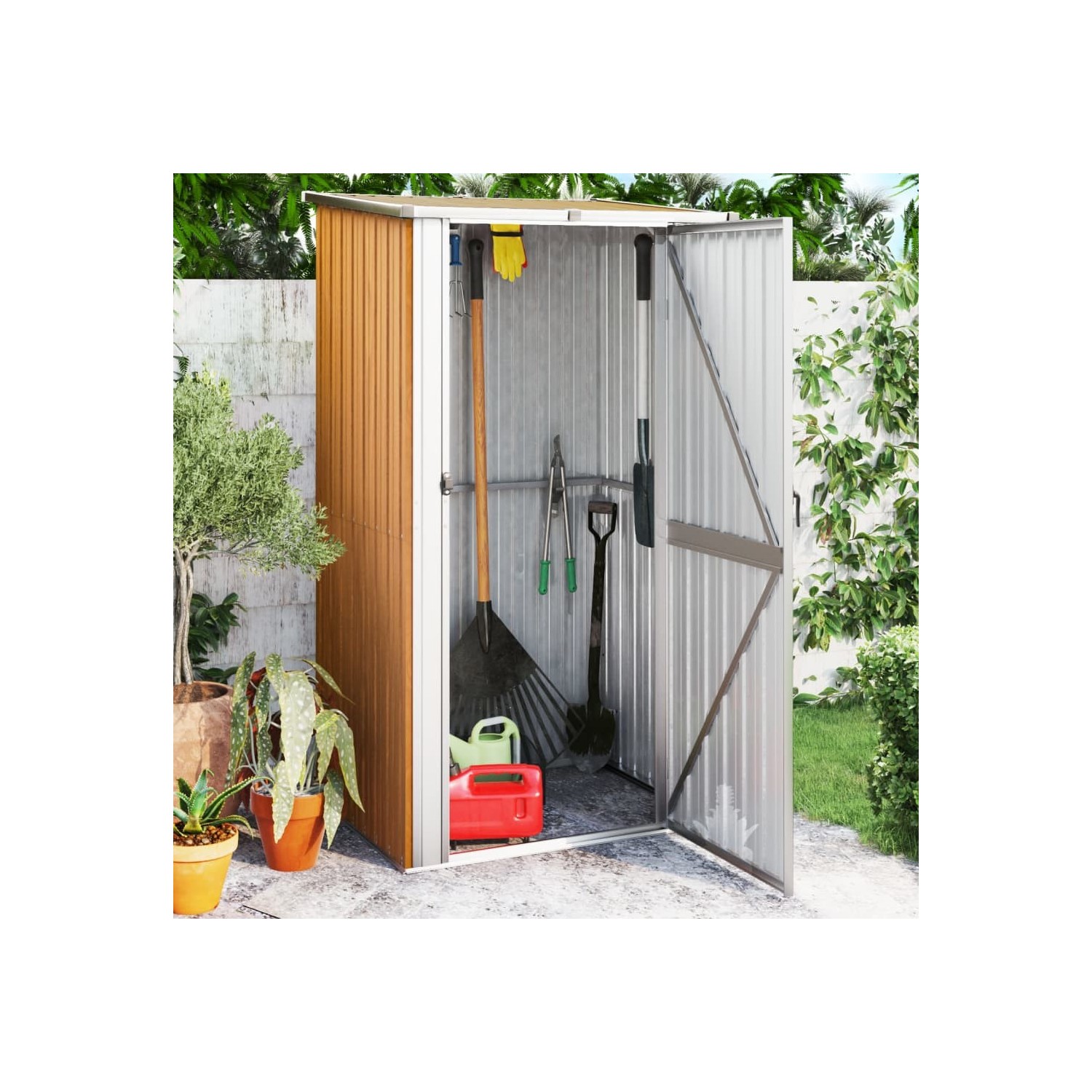 Sopron de gradina, maro, 118,5x97x209,5 cm, otel zincat