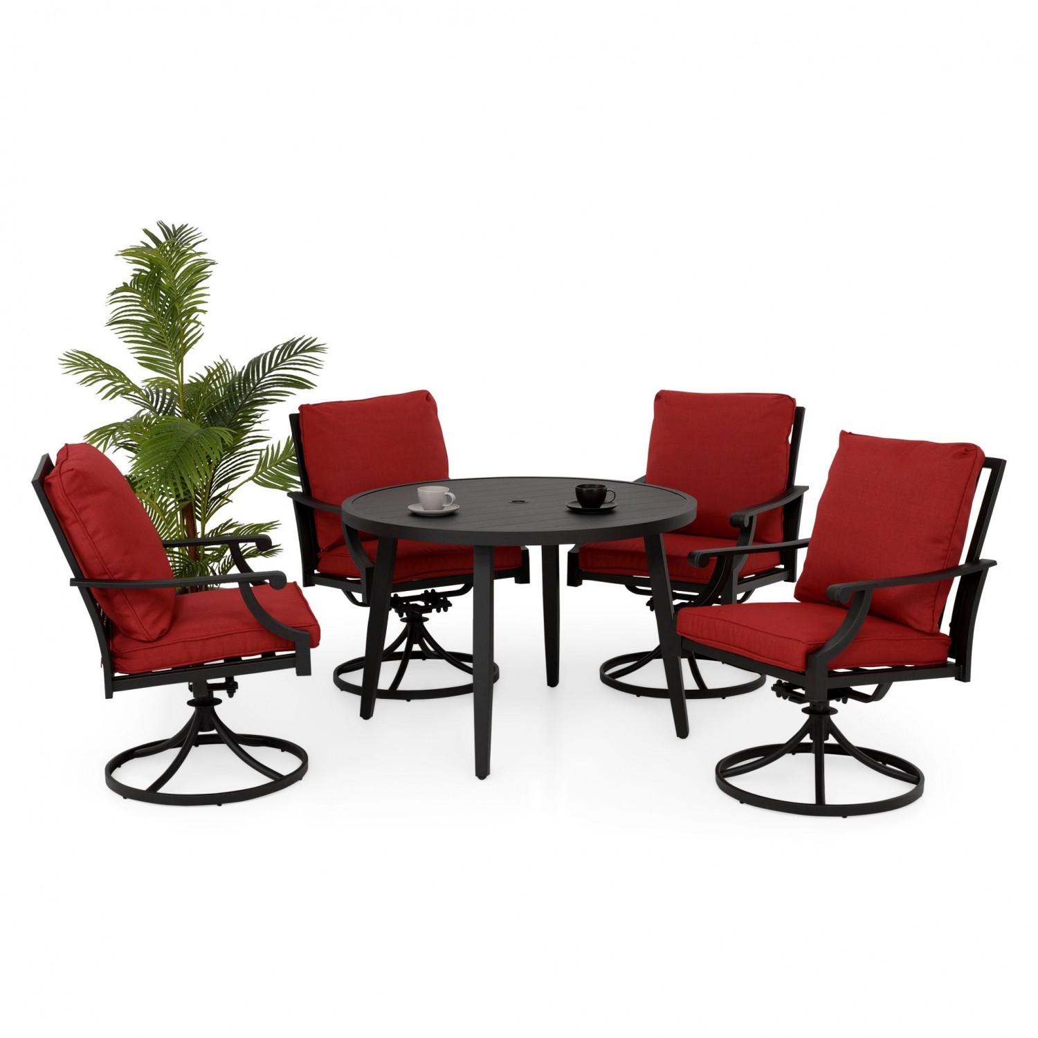 Set mobilier BRAXTON terasa si gradina, 4 scaune rotative si masa