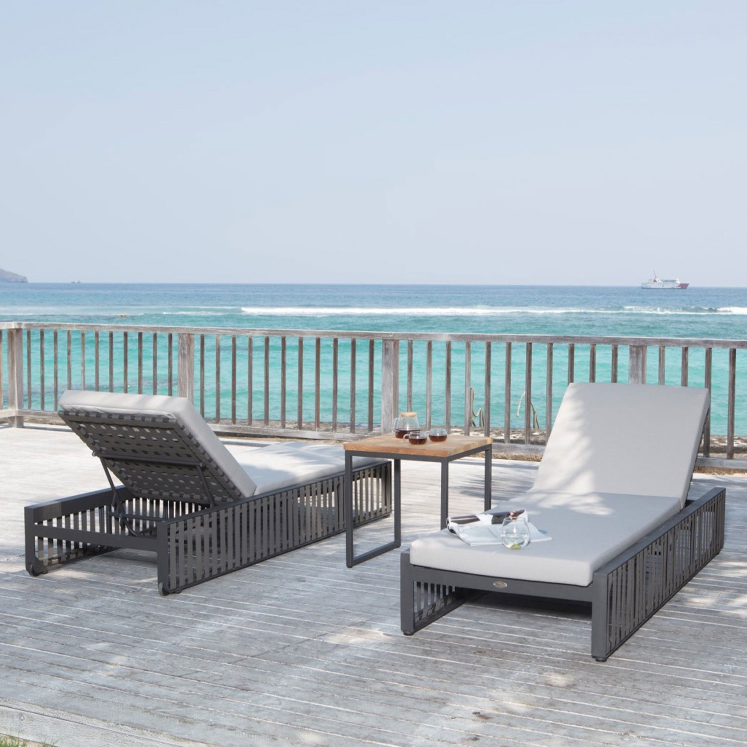 Set sezlonguri metalice, Skyline Horizon Lounger, terasa si gradina, 2 ...