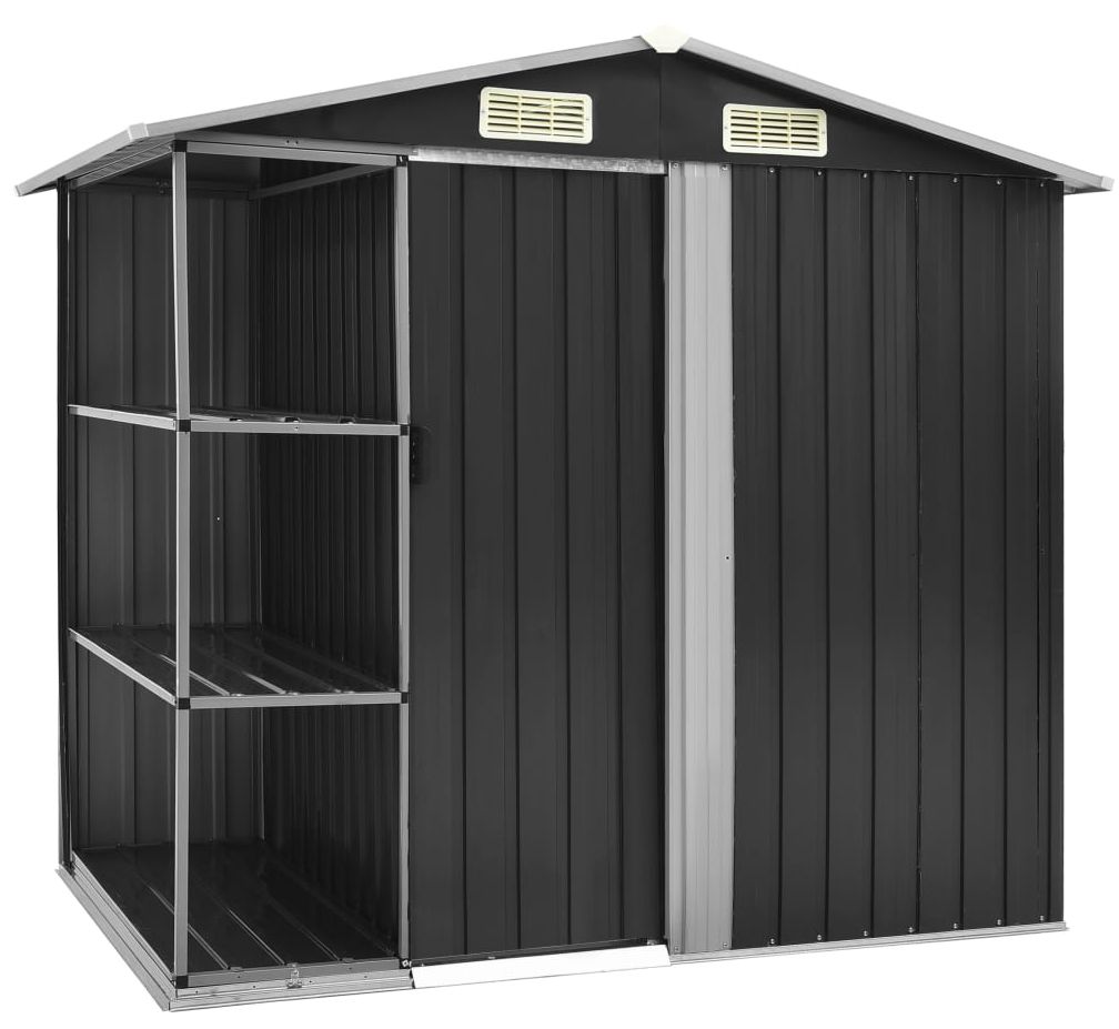 Sopron de gradina cu etajera, antracit, 205x130x183 cm, fier