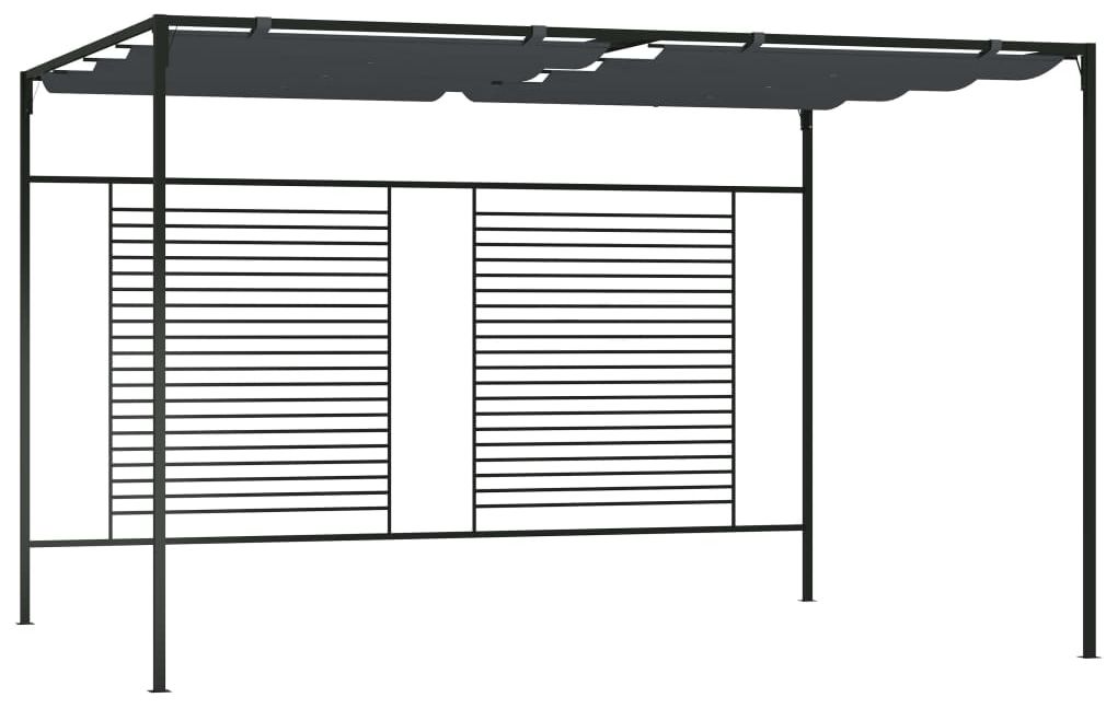 Pavilion cu acoperis retractabil, antracit, 4x3x2,3 m, 180 g/m²